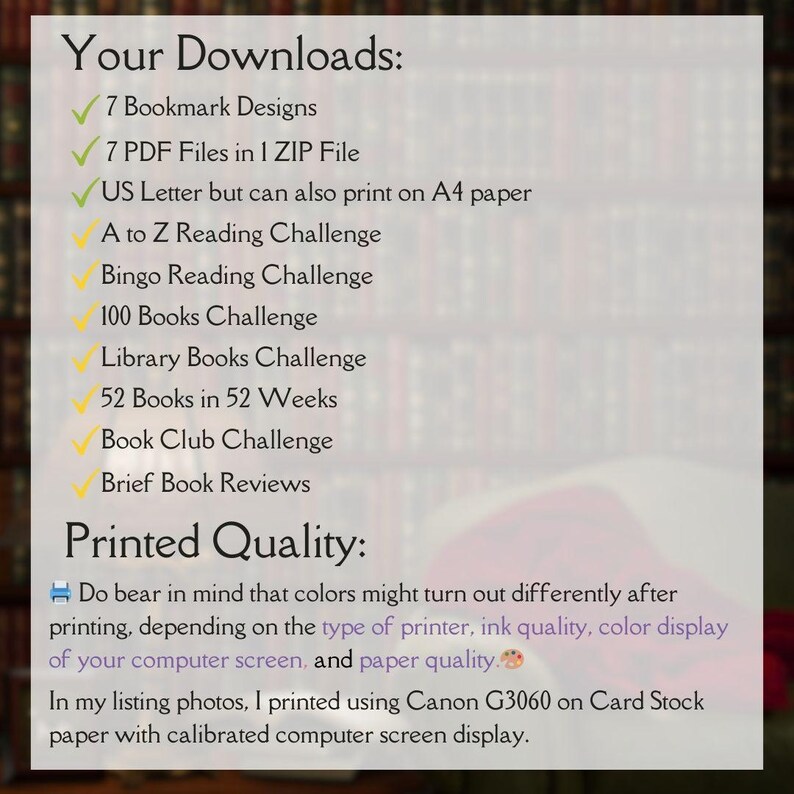 7 Reading Challenge Bookmarks: Bookshelf, Weekly, Book Club, A to Z ...