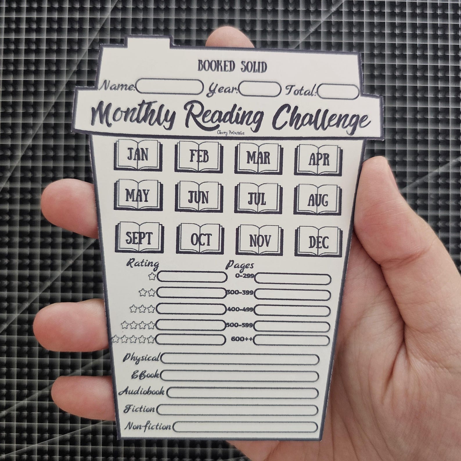 6 Reading Challenge Bookmarks, Coffee Cup Design, 100 Books, Monthly ...