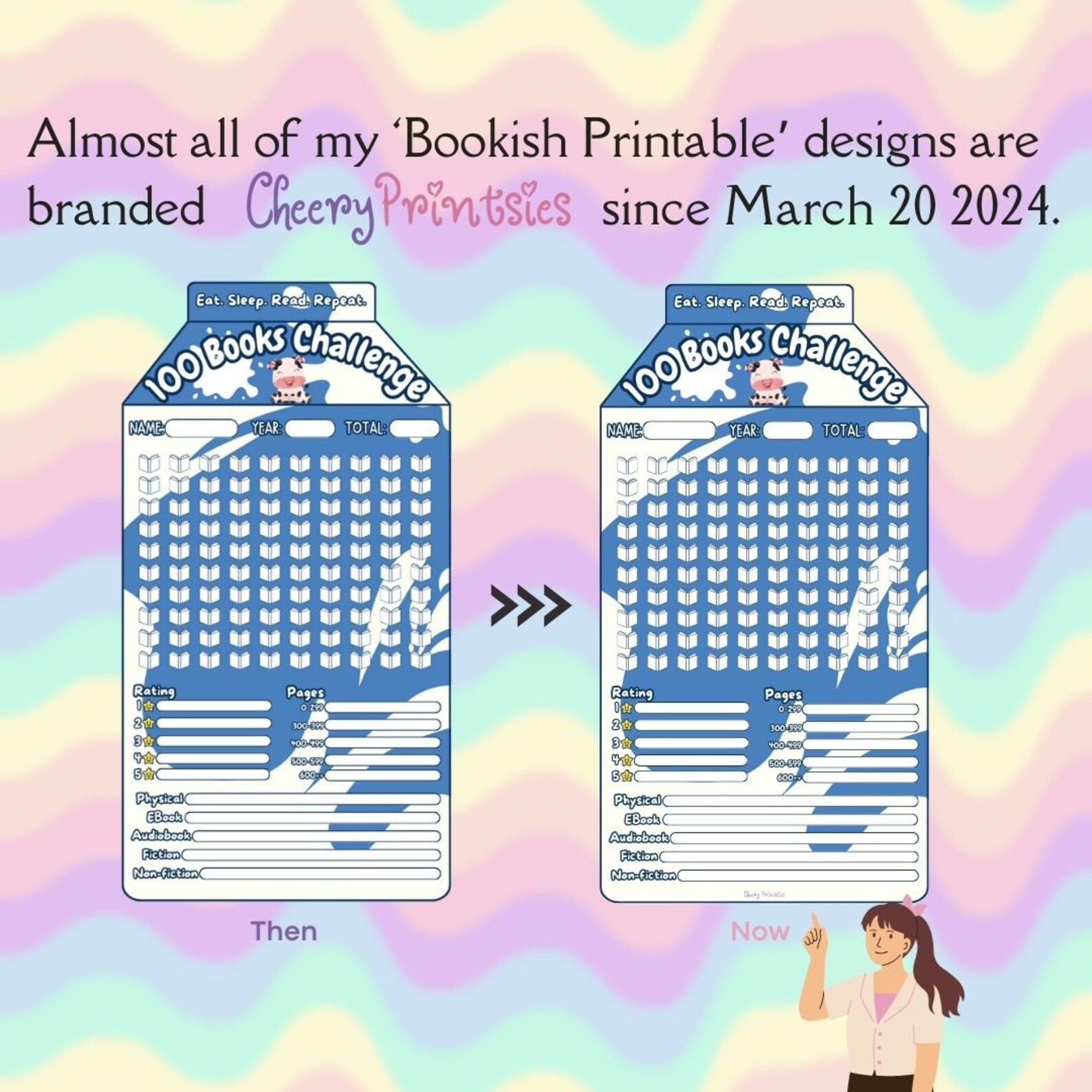 6 Printable Reading Challenge Bookmarks: Milk Carton Design (digital ...