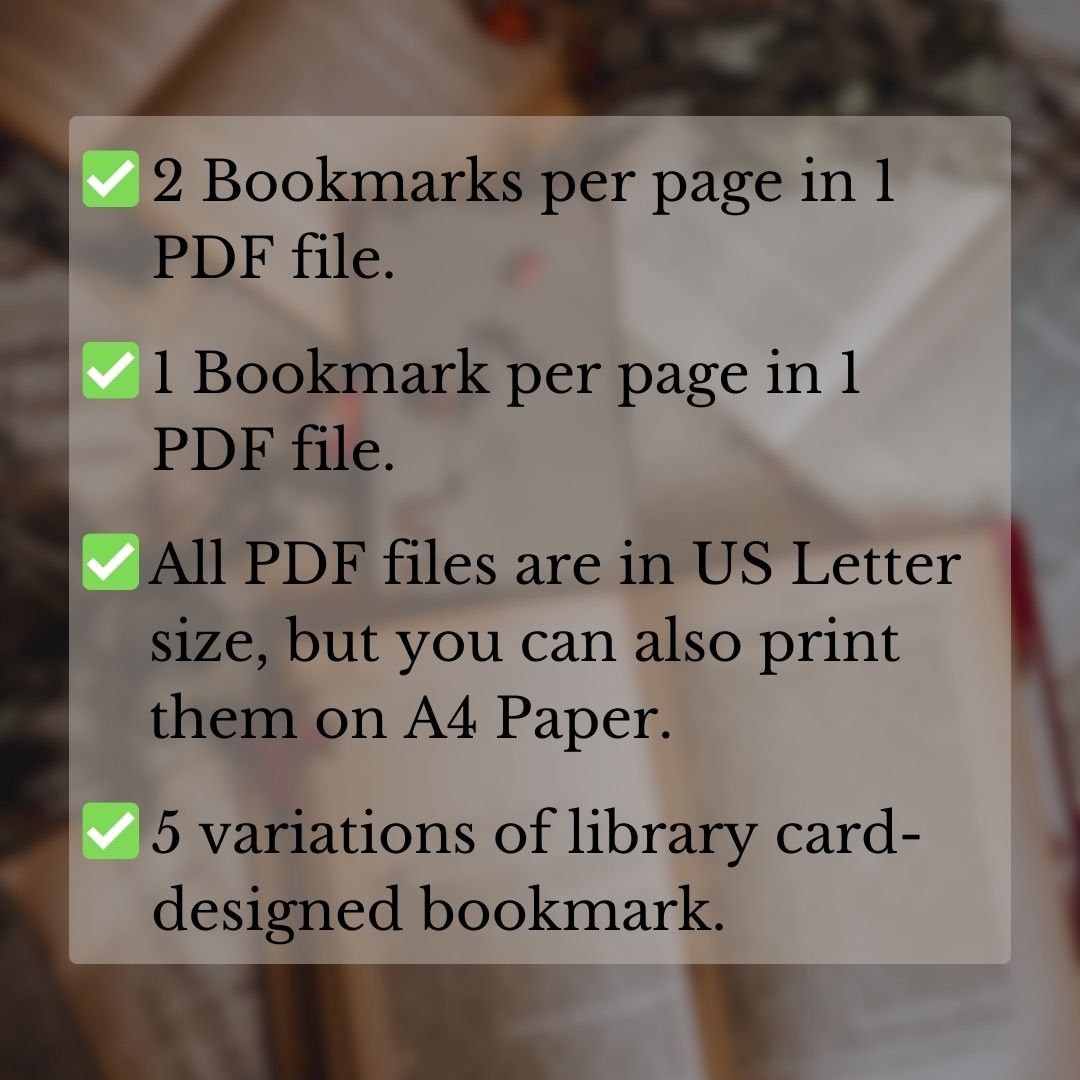 5 Vintage Library Card Book Tracker, Printable Bookmark, Reading Log to ...