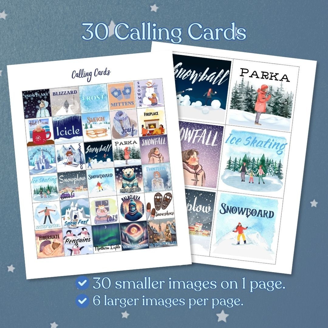 Printable Winter Bingo Game. 30 Bingo Cards PDF File Digital Download ...