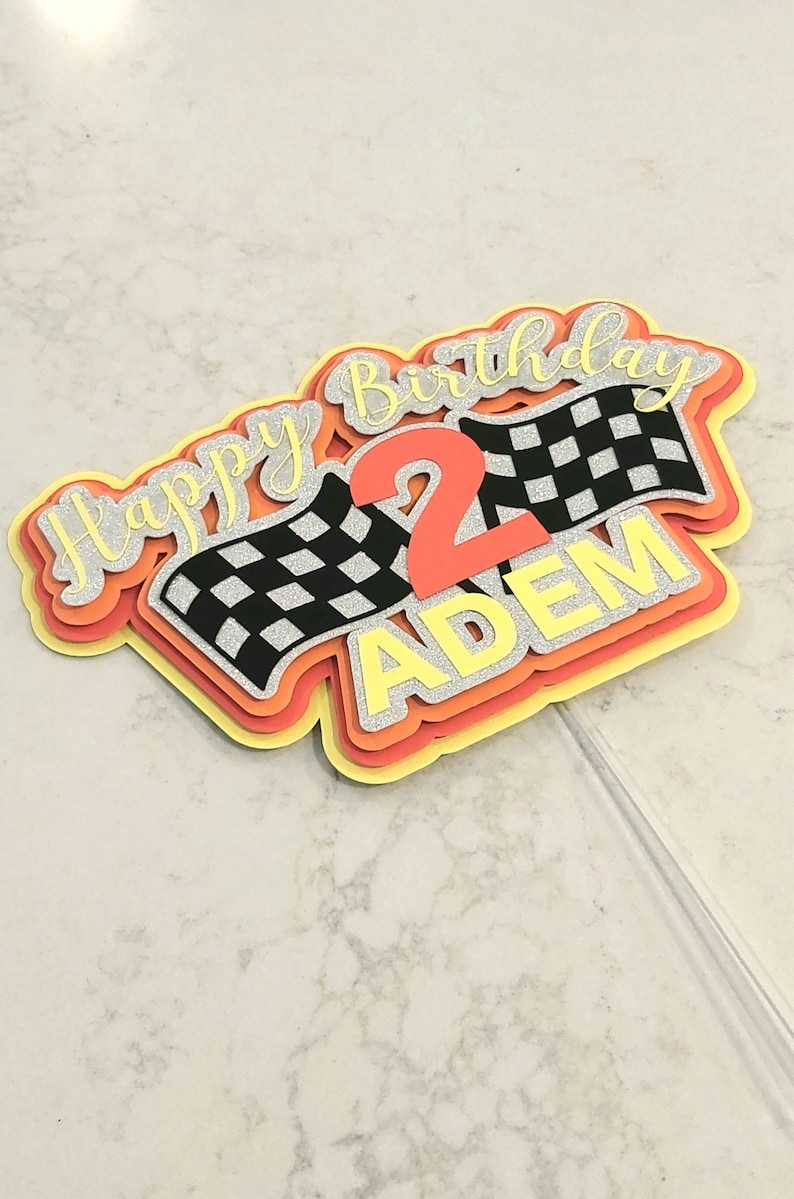 Cake Topper Personalised Racing Cake Topper Chequered Flag Cake Topper ...