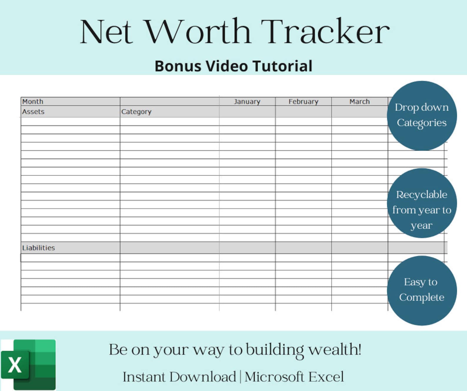 Net Worth Dashboard | Build Wealth | Microsoft Excel - Etsy