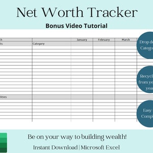Net Worth Dashboard | Build Wealth | Microsoft Excel - Etsy