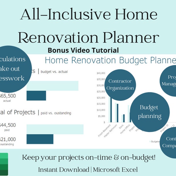 Home Renovation Spreadsheet Excel - Etsy