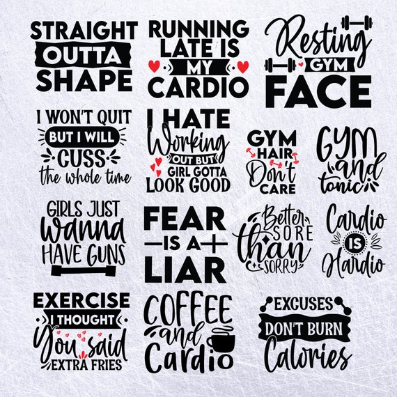 Gym Svg Workout Svg Bundle Fitness Svg Exercise Svg No Pain - Etsy