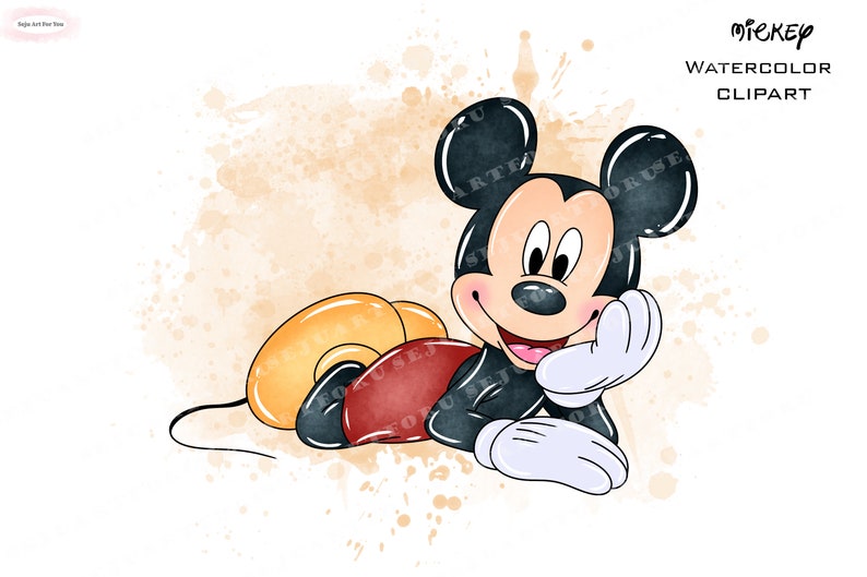 Mickey Mouse Clipart Mickey Watercolor Watercolor Mickey - Etsy