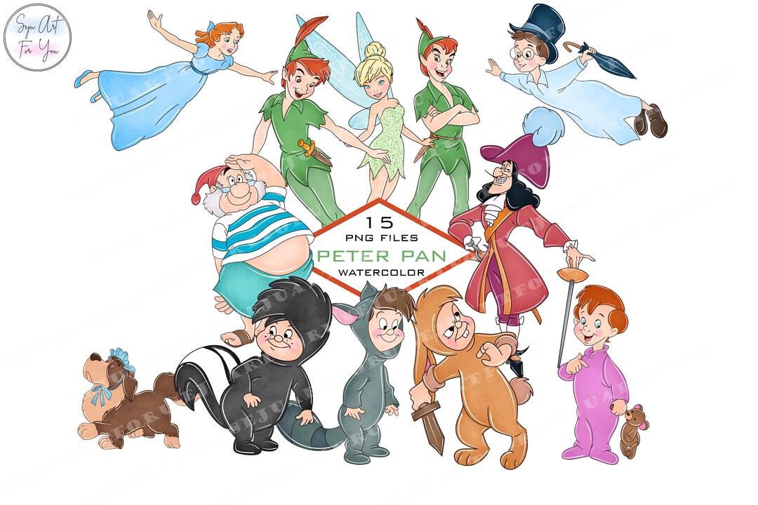 Peterpan Watercolor Png Files Clipart Clip Art Printable Digital ...