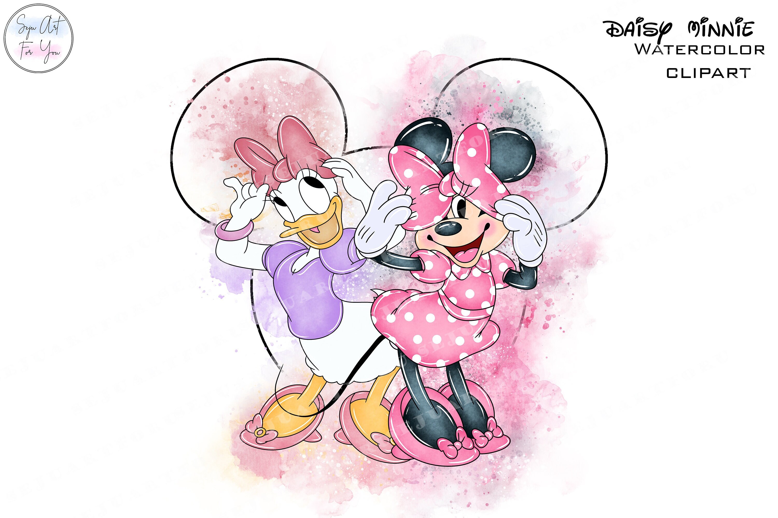 Watercolor Minnie Mouse Clipart, Pink Minnie PNG (commercial Use) - Etsy