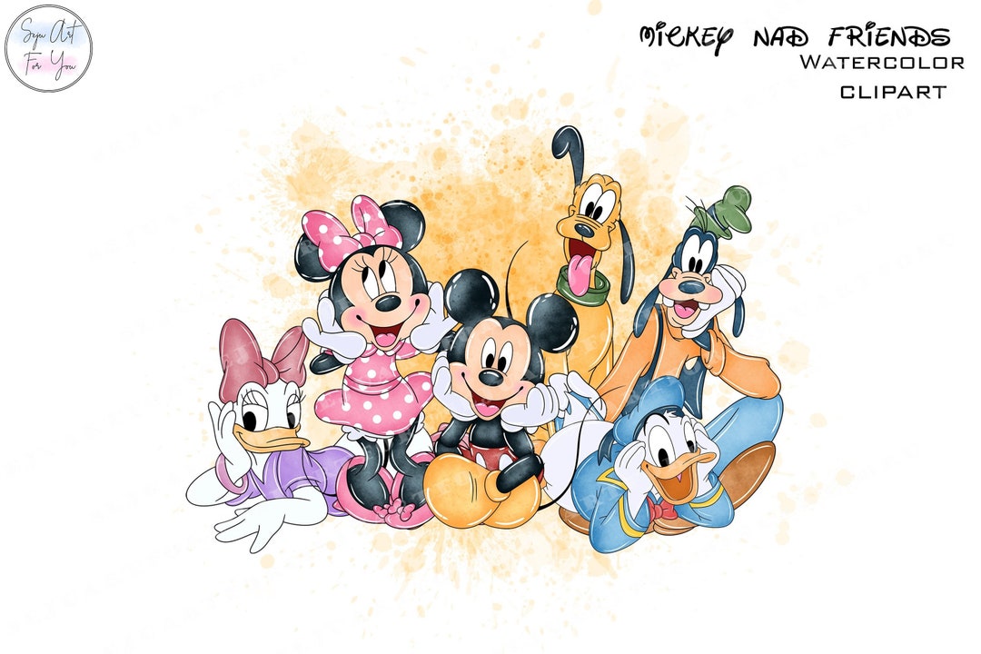 Watercolor Mickey and Friends Clipart (PNG Digital Download) - Etsy