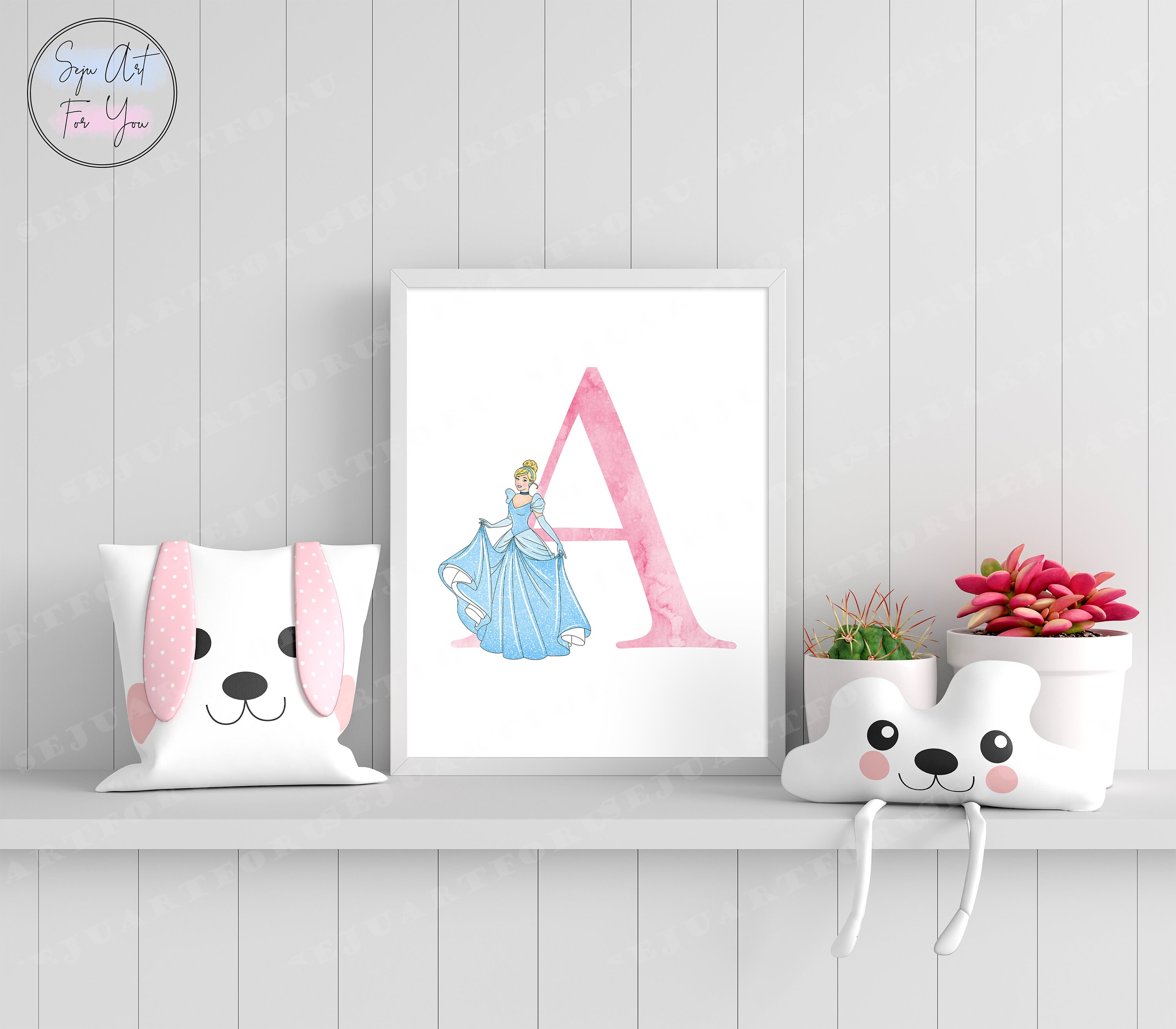 Cinderella Watercolor Alphabet Clipart, Princess Letters (PNG) - Etsy