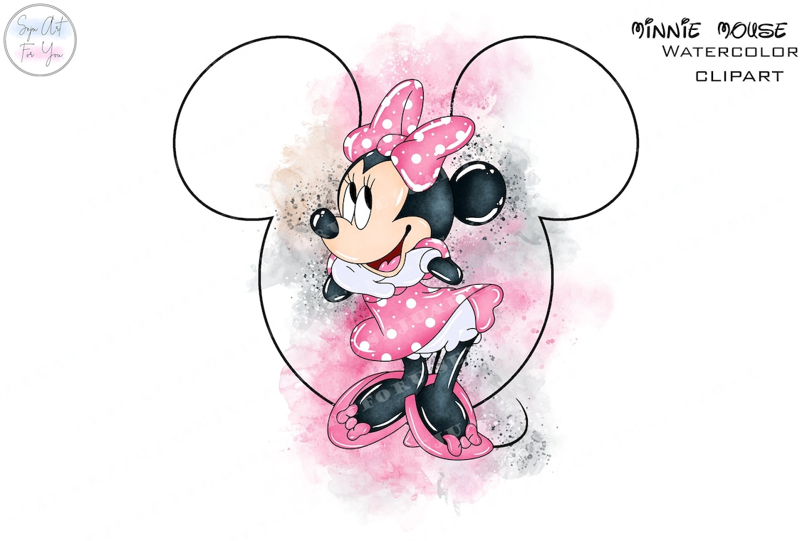 Minnie Watercolor Minnie Mouse Clipart Minnie Watercolor - Etsy