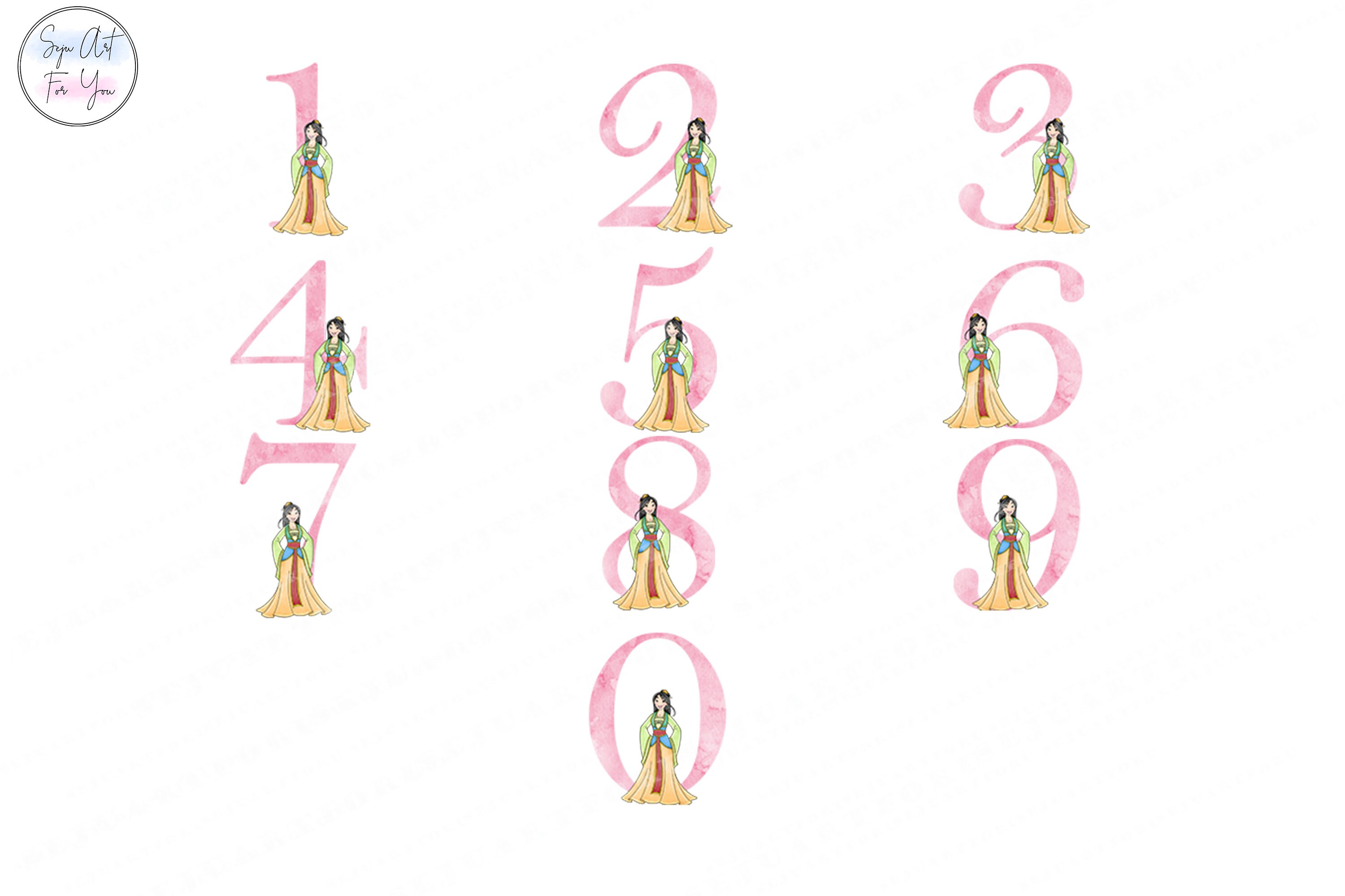 Mulan Watercolor Alphabet Clipart, Princess Letters (PNG) - Etsy