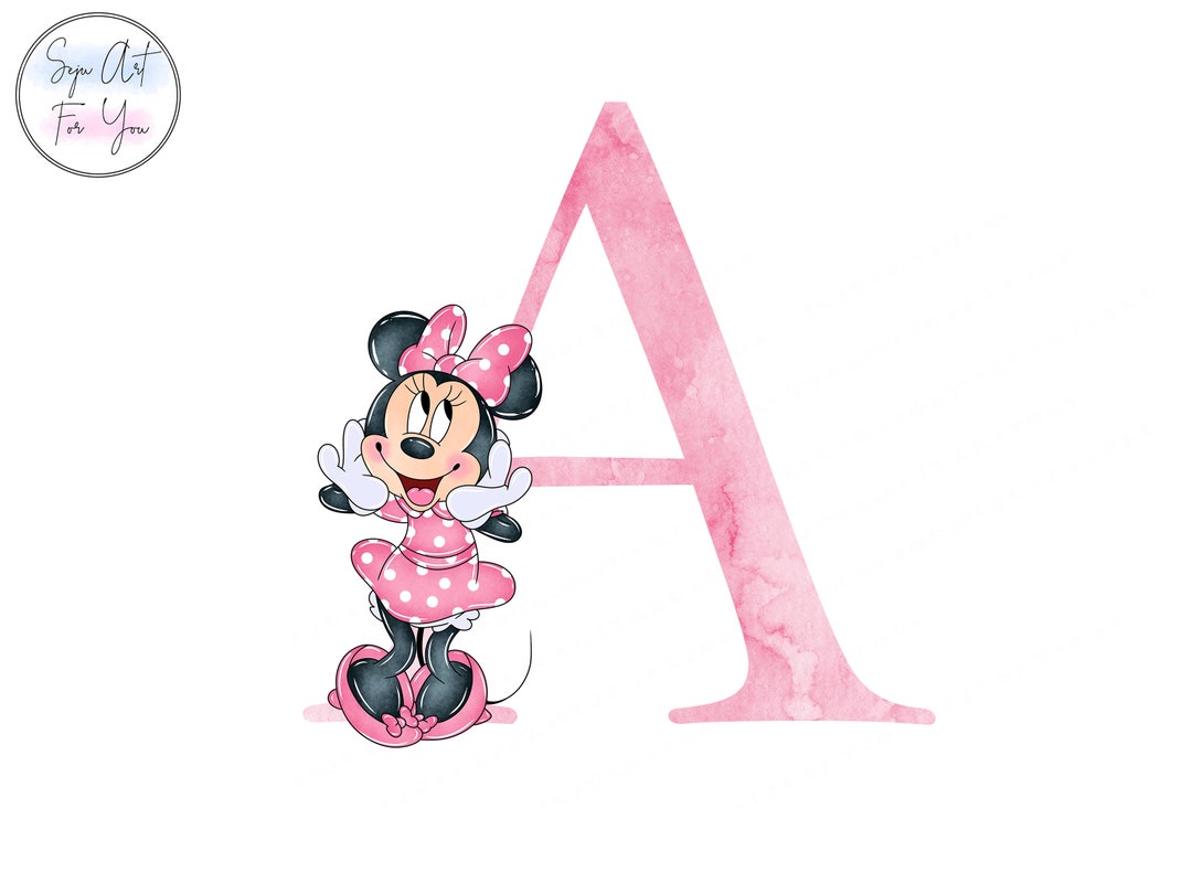 Minnie Alphabet, Watercolor Alphabet, Miinnie Watercolor Alphabet ...