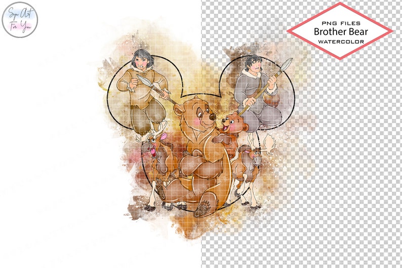 Brother Bear Mickey Ears PNG, Kenai Koda Clipart (digital Download) - Etsy