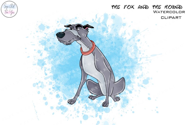 The Fox and the Hound Watercolor Clipart, Animal PNG (digital Download ...