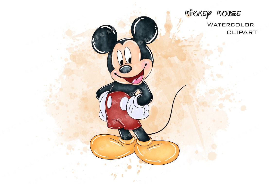 Mickey Mouse Watercolor Clipart, PNG (digital Download) - Etsy