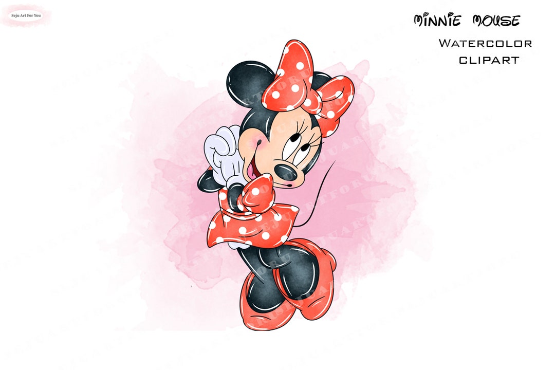 Minnie Mouse Watercolor Clipart Bundle, Commercial Use (digital ...