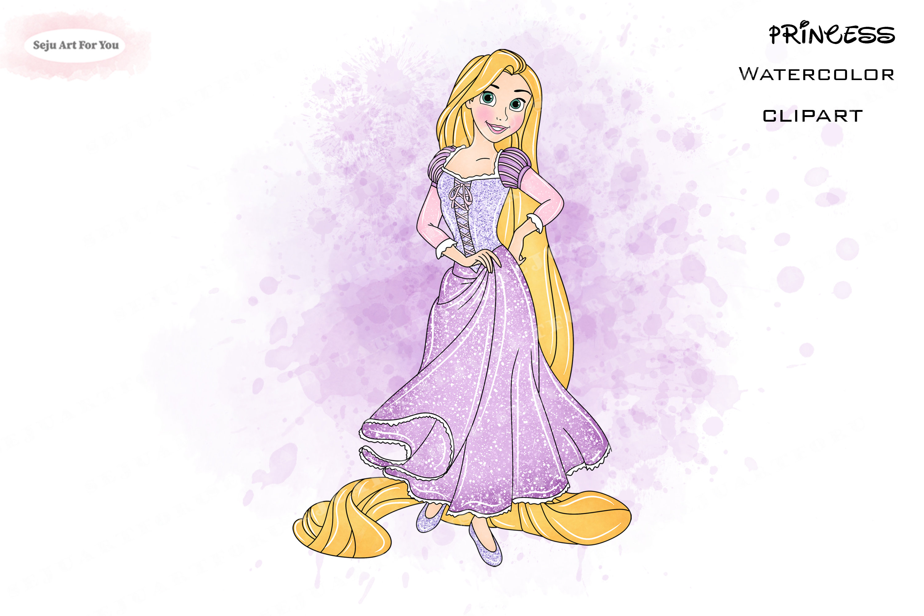 Rapunzel Watercolor Clipart, Princess Illustration (PNG) - Etsy