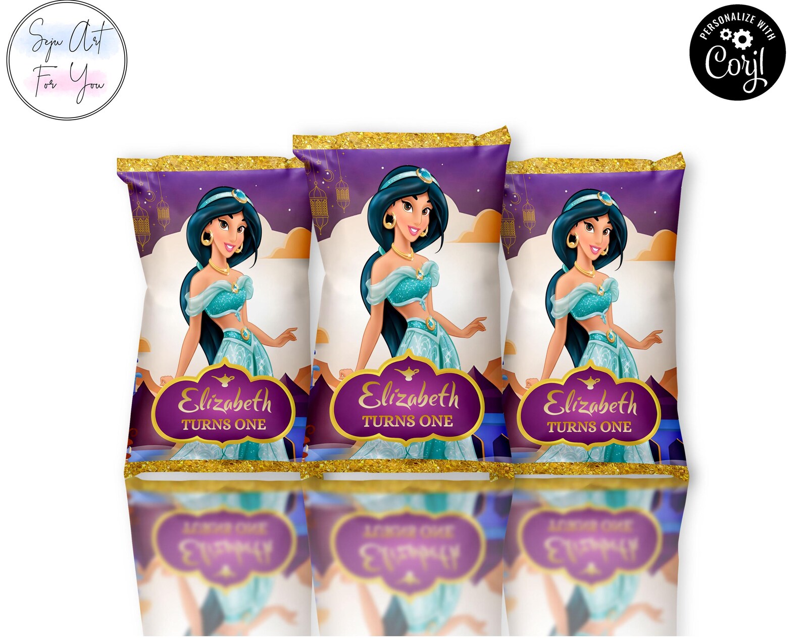 Jasmine Aladdin Birthday Party Favors, Labels, and Supplies (digital ...