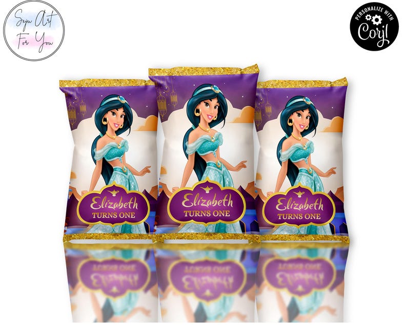 Jasmine Aladdin Birthday Party Favors, Labels, and Supplies (digital ...