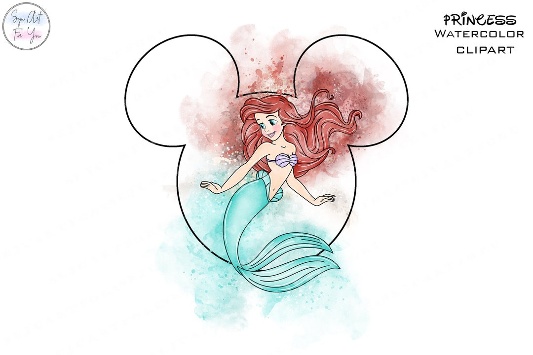 Ariel Watercolor, Little Mermaid Watercolor, Watercolor Ariel, Princess ...