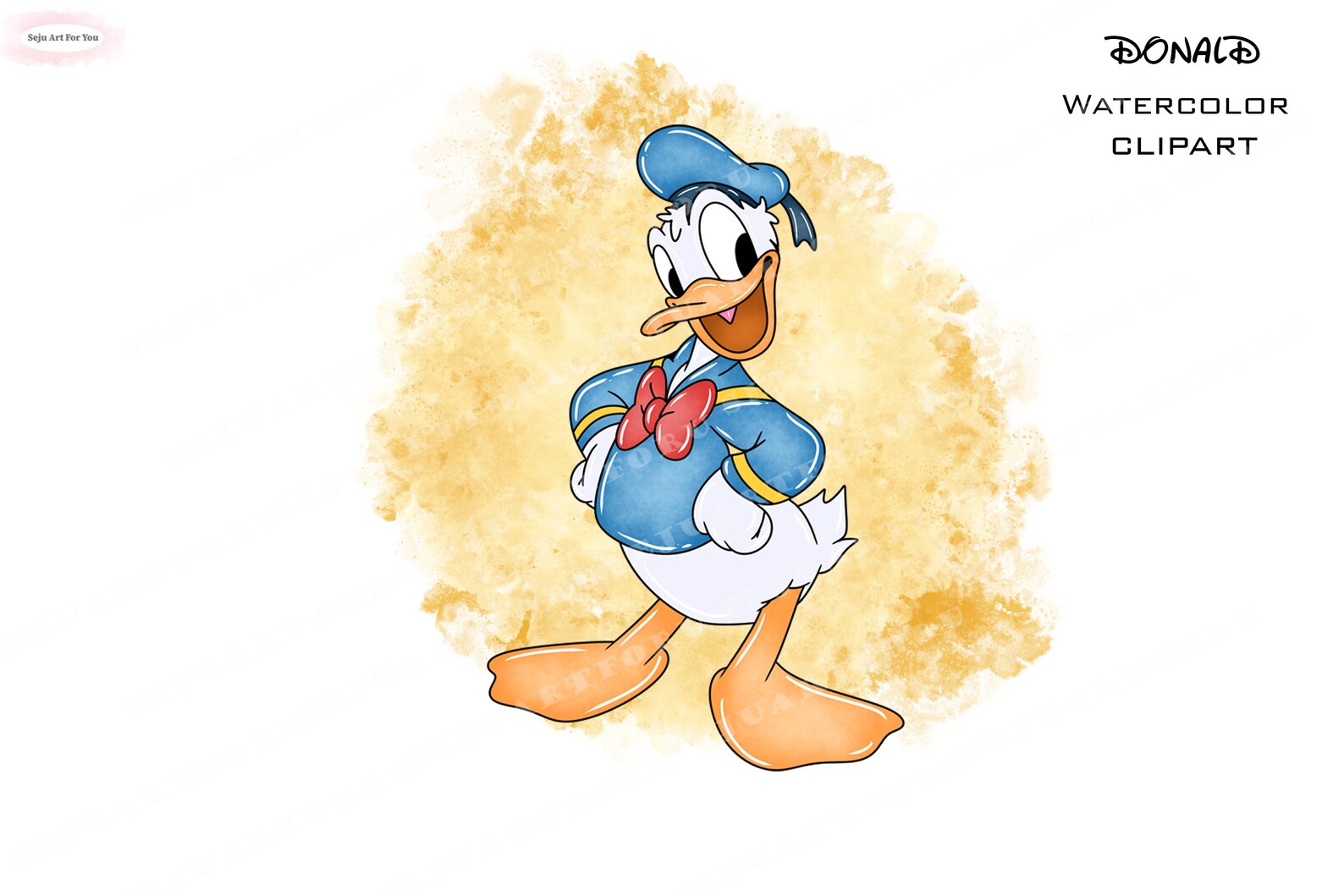 Donald Duck Watercolor Clipart Bundle, Nursery Art (digital Download ...