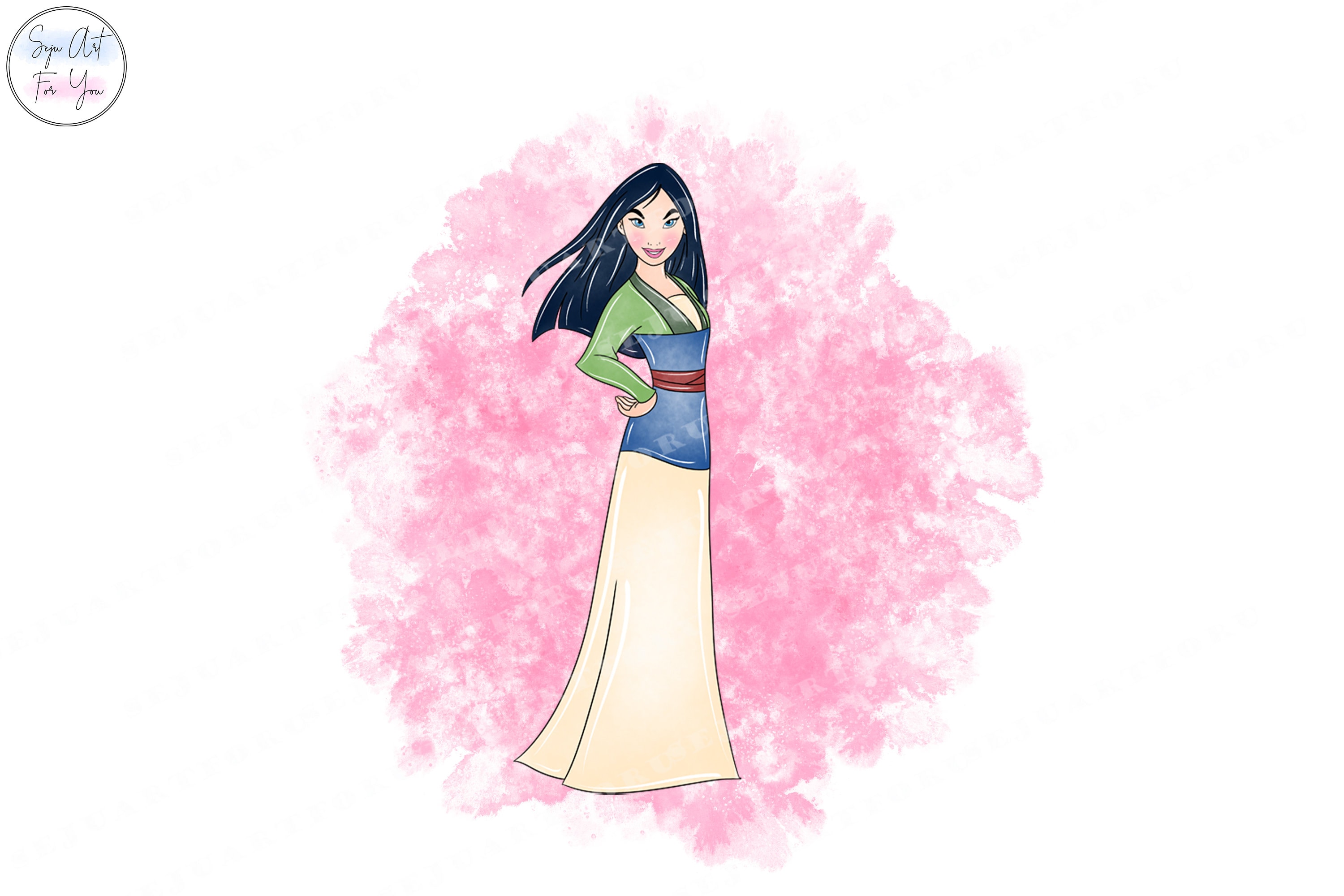 Mulan Watercolor Clipart PNG, Printable Princess Graphics (digital ...