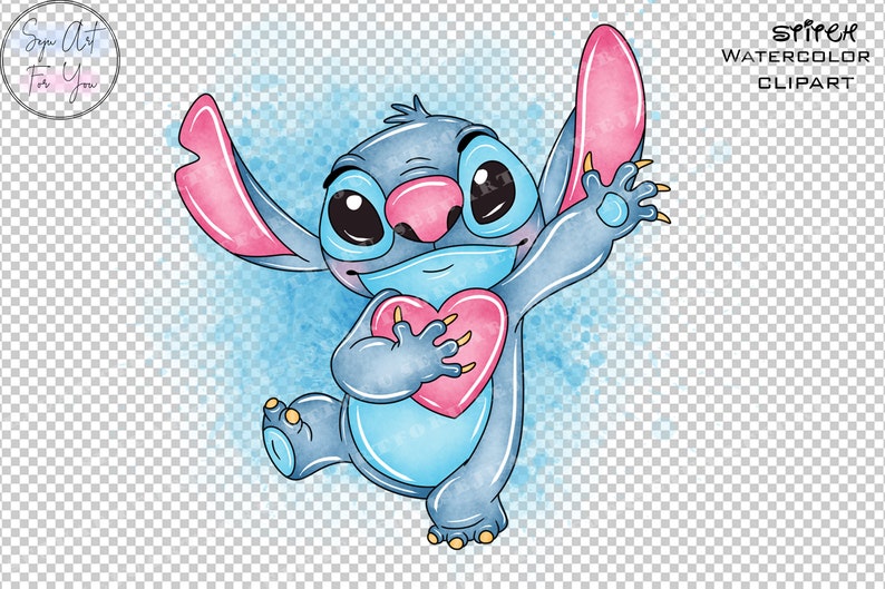 Stitch Watercolor Clipart, PNG, Commercial Use (digital Download ...