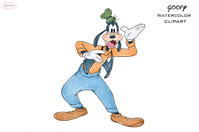 Goofy Watercolor Clipart, Cartoon PNG, Digital Download - Etsy