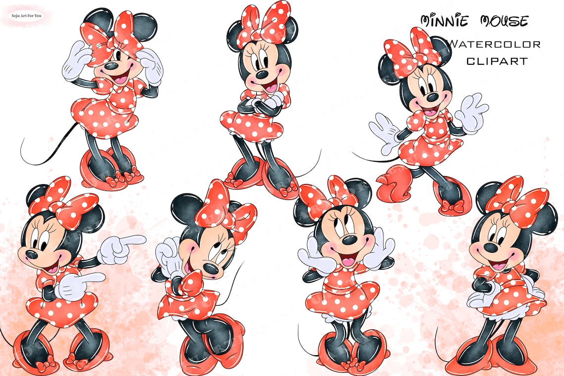 Minnie Watercolor Minnie Mouse Clipart Minnie Watercolor - Etsy