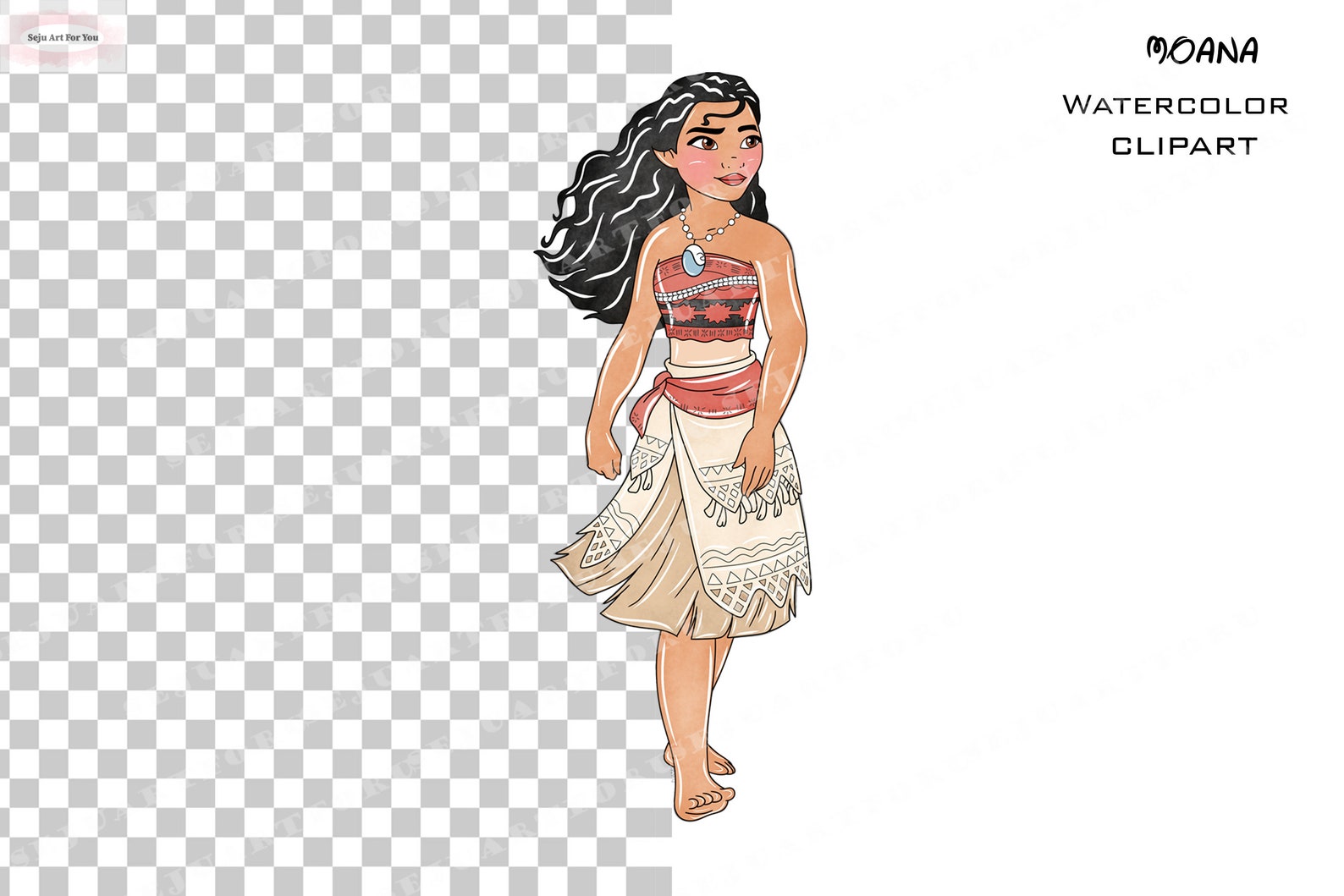 Moana Watercolor Clipart, Princess Clip Art (PNG, Digital Download) - Etsy