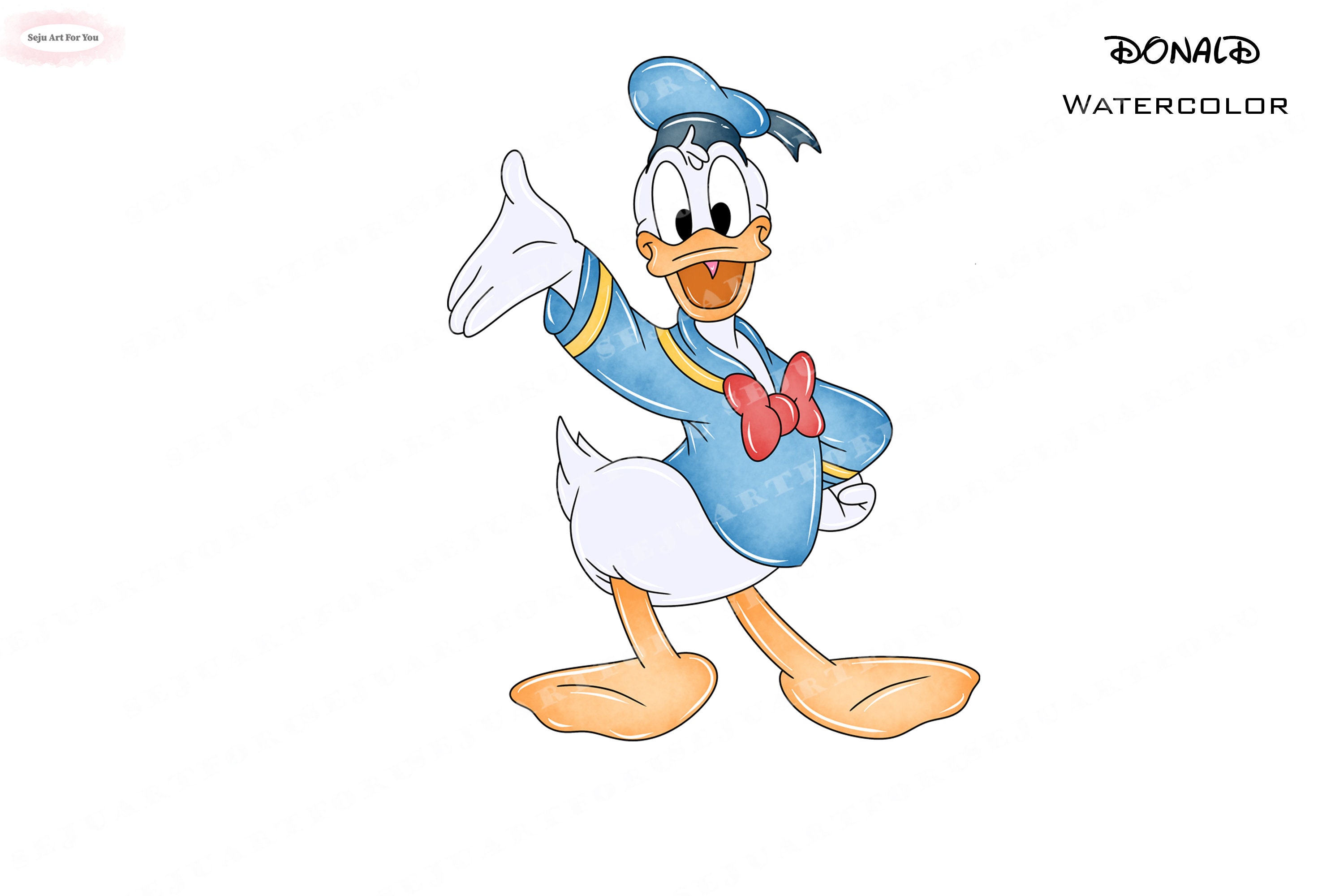 Donald Duck Watercolor Clipart, PNG Bundle (digital Download) - Etsy