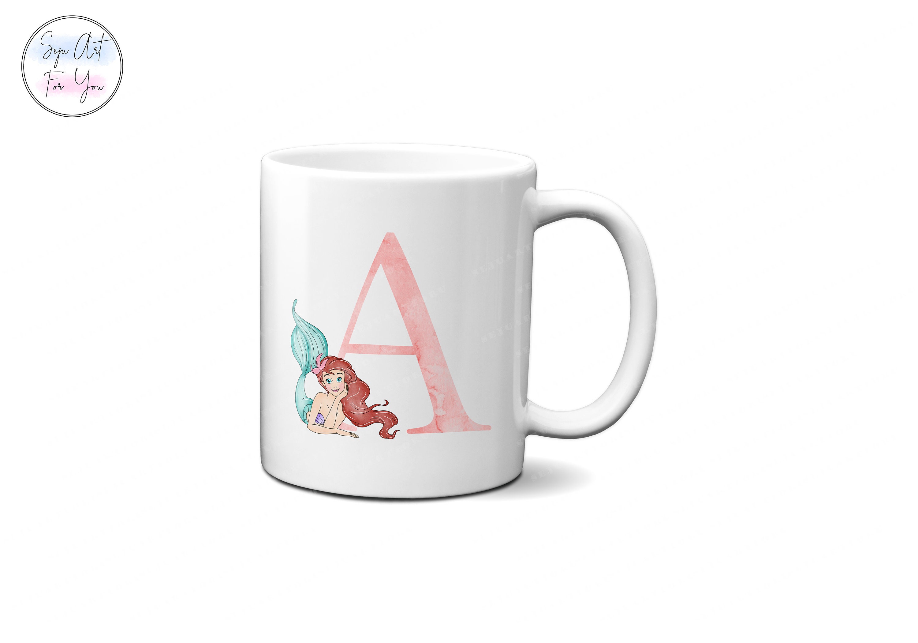 Ariel Watercolor Alphabet Clipart, Princess Letters (PNG) - Etsy