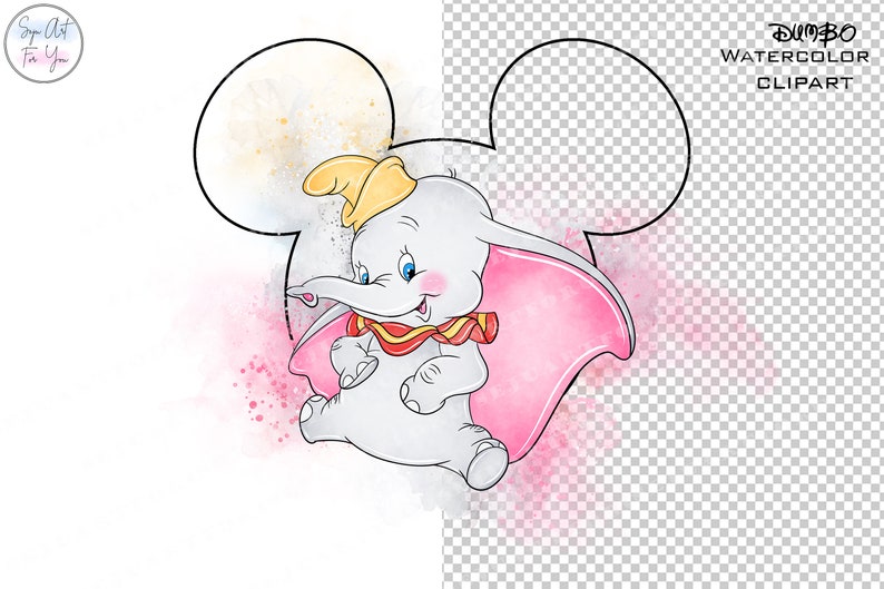 Dumbo Watercolor Clipart, Baby Elephant PNG (digital Download) - Etsy