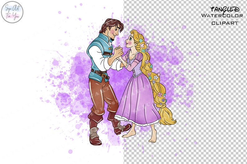 Rapunzel Watercolor Clipart, Princess PNG Files (digital Download) - Etsy