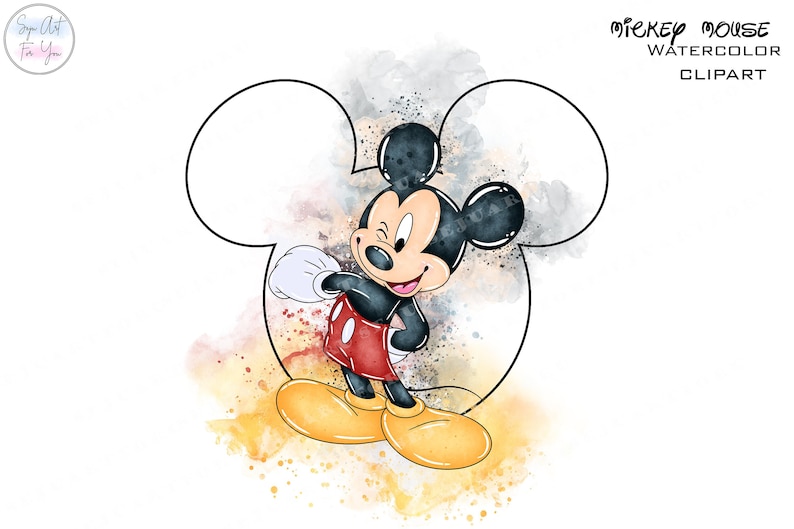 Mickey Mouse Watercolor Clipart, PNG (digital Download) - Etsy