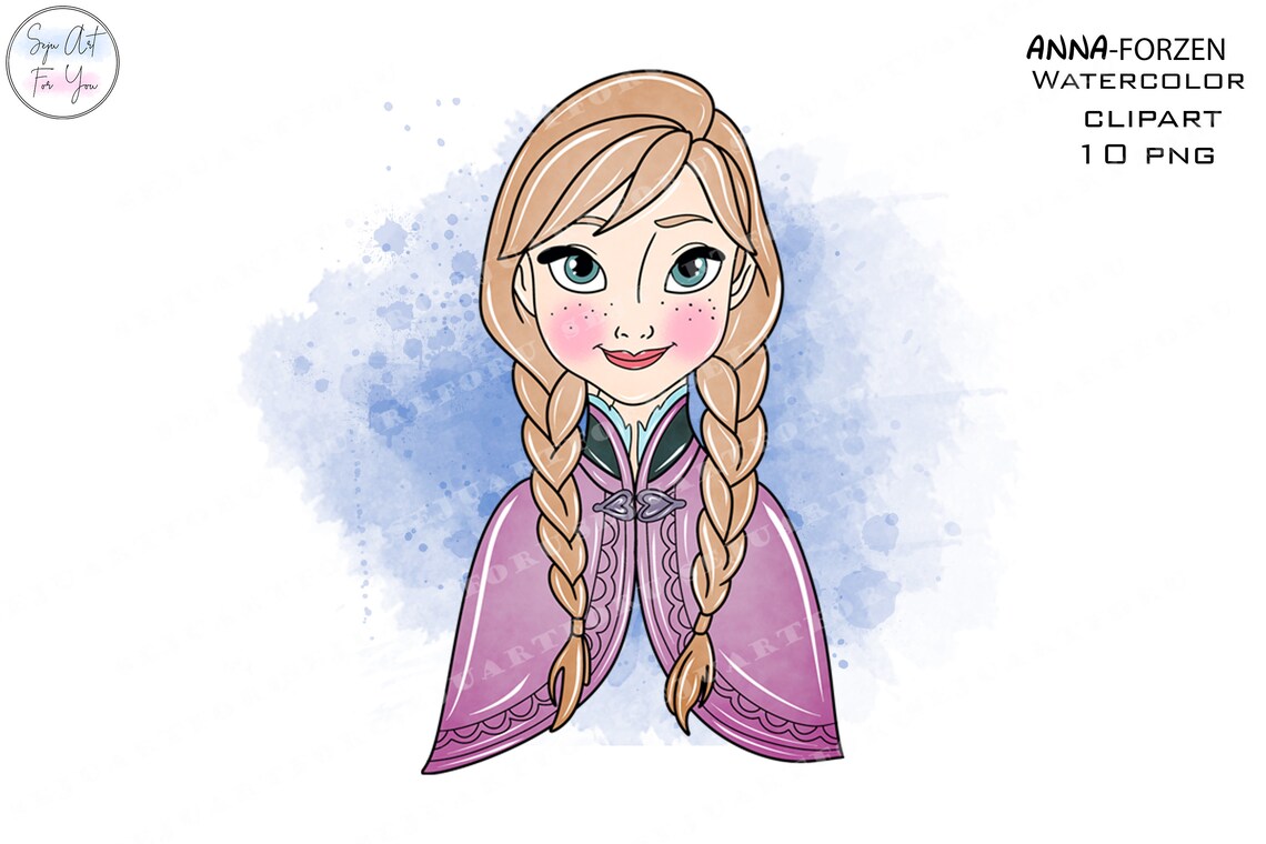 Imágenes prediseñadas de Anna en acuarela, paquete de PNG de princesa ...