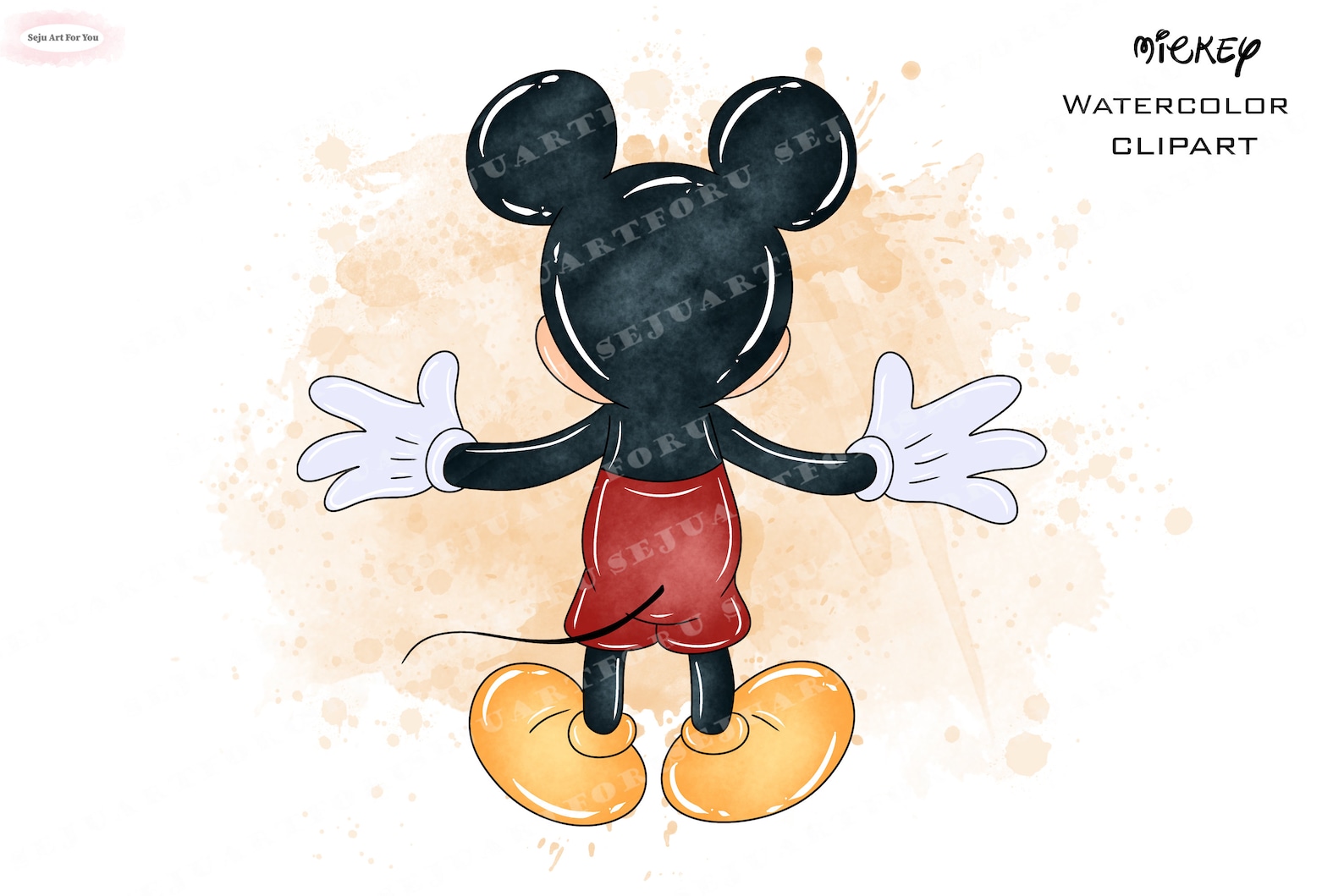 Mickey Mouse Clipart Mickey Watercolor Watercolor Mickey - Etsy