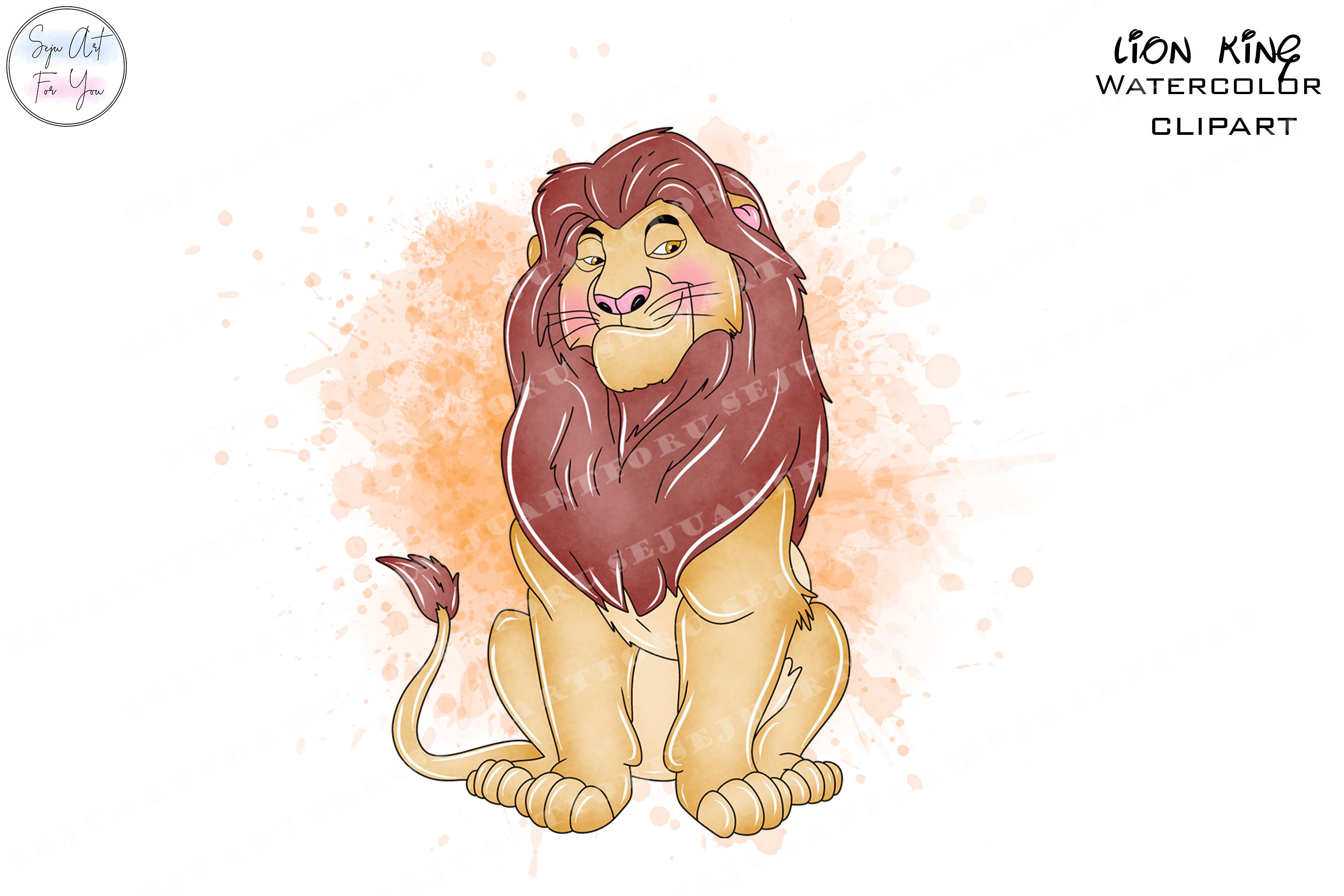 El Rey León Acuarela Clipart Acuarela Rey León El Rey León - Etsy México