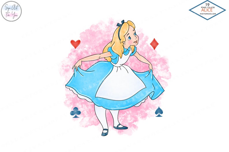 Alice in Wonderland Clipart, Watercolor PNG Files (digital Download ...