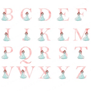 Princess Alphabet, Ariel, the Little Mermaid, Ariel Alphabet, Princess ...