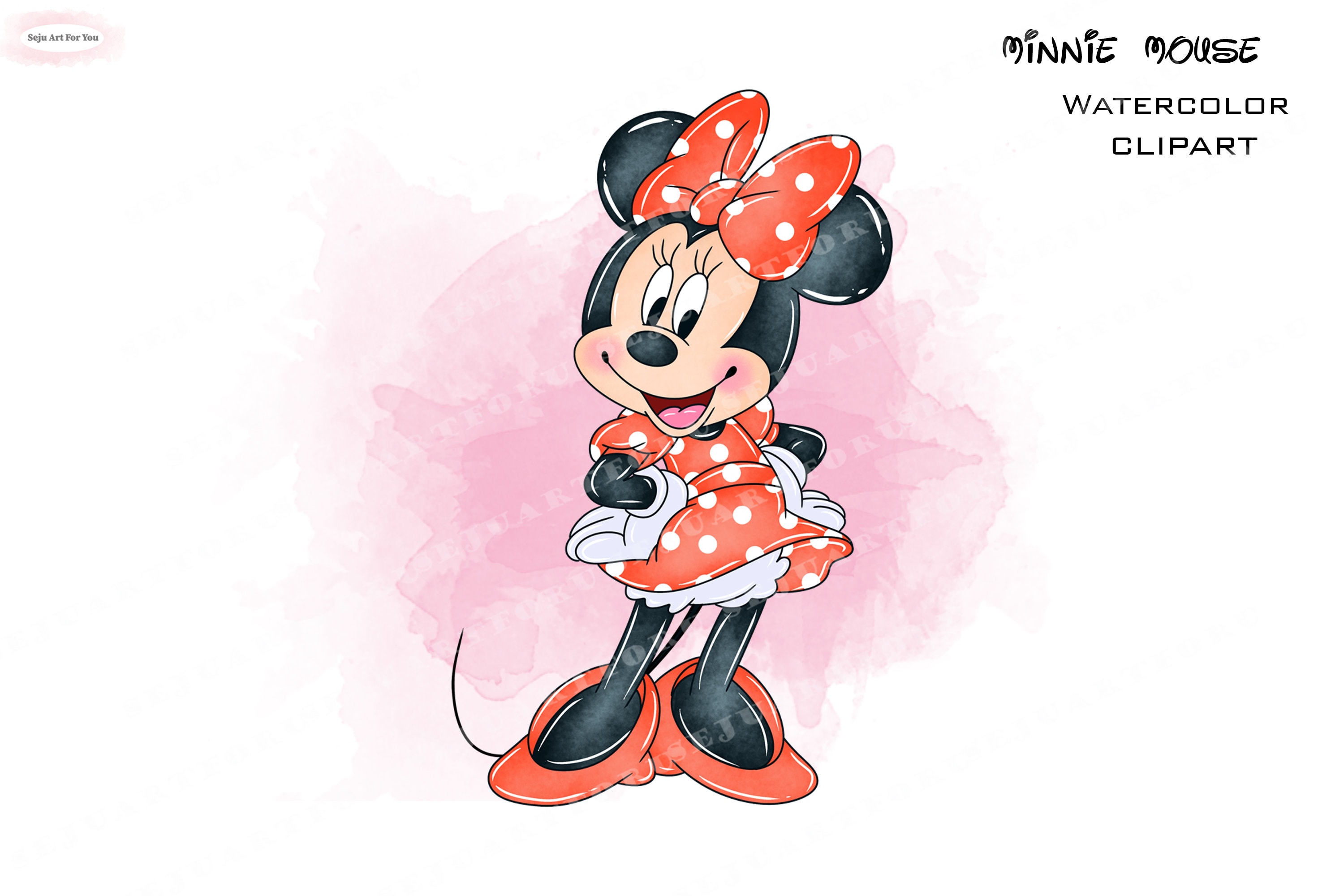 Minnie Watercolor Minnie Mouse Clipart Minnie Watercolor - Etsy