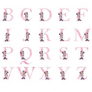 Minnie Alphabet, Watercolor Alphabet, Miinnie Watercolor Alphabet ...