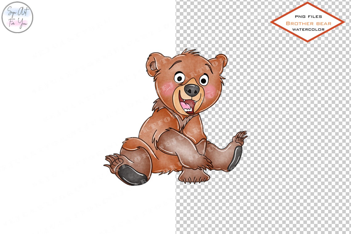 Brother Bear Clipart, Koda Watercolor PNG Files (digital Download ...