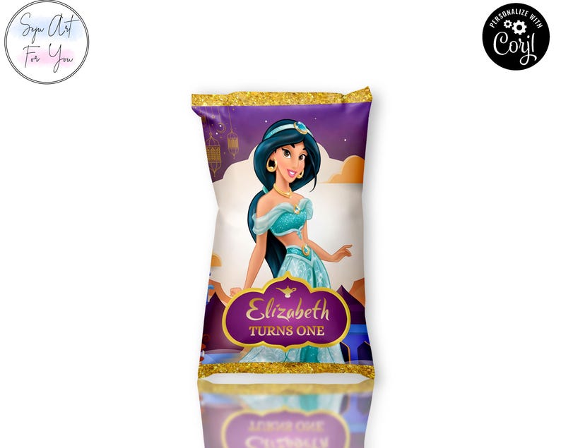 Princess Jasmine Chip Bag Template, Editable Party Favor (digital) - Etsy