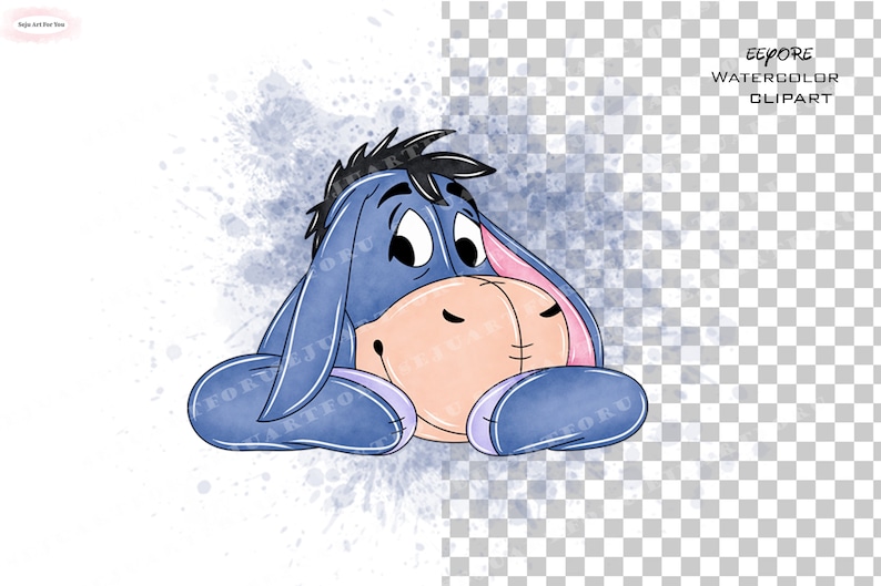 Eeyore Watercolor Clipart, PNG Illustration (digital Download) - Etsy