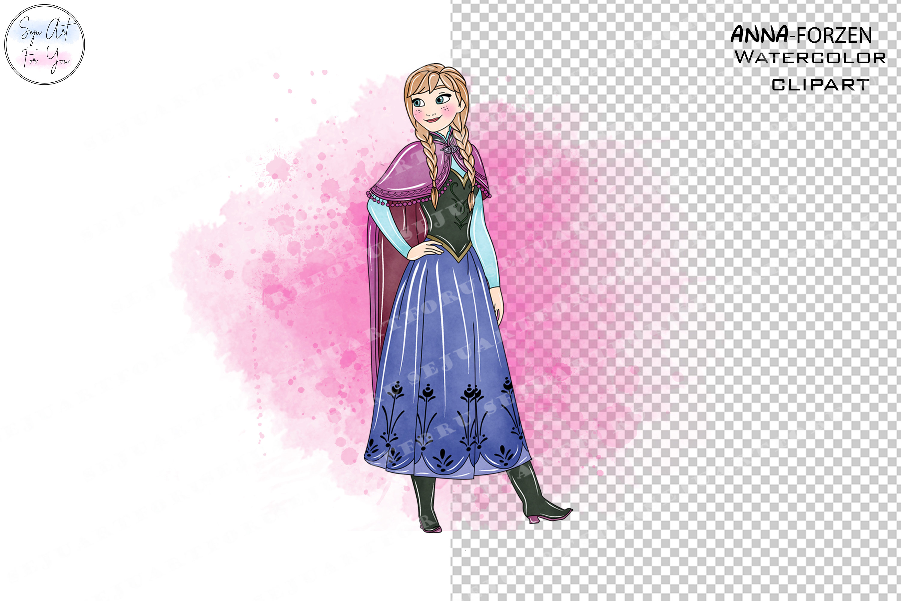 Anna Frozen Watercolor Clipart, Princess PNG (digital Download) - Etsy