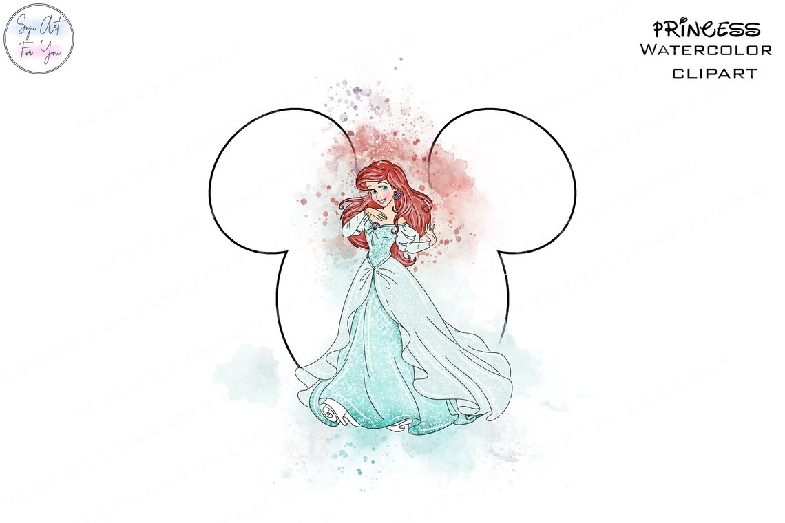 Princess Watercolor Clipart Princess Clip Art Watercolor - Etsy