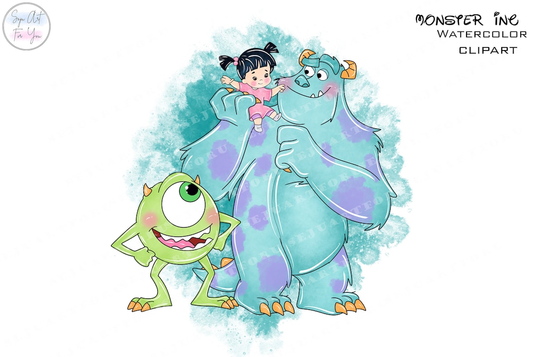 Monster Inc Watercolor Clipart, Sully, Mike Wazowski (PNG) - Etsy